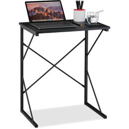 Schreibtisch klein, HxBxT 75 x 60 x 40 cm, kompakter Computertisch, Laptop Arbeitstisch, mdf & Metall, schwarz - Relaxdays