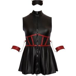 Cottelli Bondage Kleid im Mattlook inklusive Armfesseln und Augenmaske