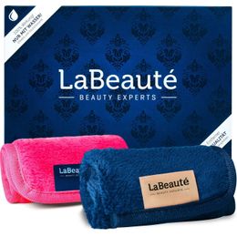LaBeauté Gesichtsreinigungstuch Abschminktücher Mikrofaser 21x21 cm pink und dunkelblau