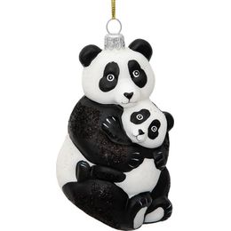 SIKORA Christbaumschmuck BS736 Panda Bär mit Baby Glas Figur Premium Weihnachtsbaum Anhänger