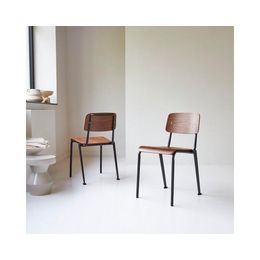 Tikamoon Esszimmerstuhl Mio Stuhl aus Nussbaumholz und Metall