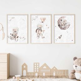 WANDKIND Poster Kinderzimmer Wandposter 3er Set Premium P788 / Teddybär Astronaut