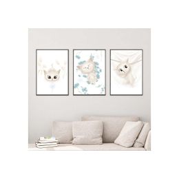 WANDKIND Poster Kinderzimmer Poster 3er Set Premium P729 / niedliche Katzen