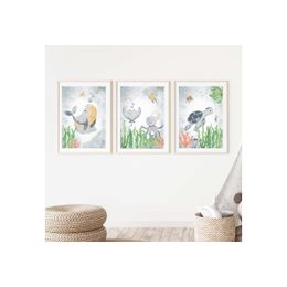 WANDKIND Poster Kinderzimmer Poster 3er Set Premium P721 / Unterwasserwelt