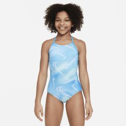 Nike Aurora Swoosh einteiliger Badeanzug mit Cross-Back für ältere Kinder (Mädchen) - Blau