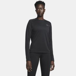 Nike Dri-FIT Damen-Laufoberteil mit Rundhalsausschnitt - Schwarz