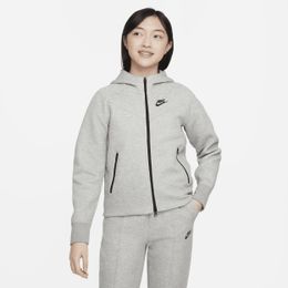 Nike Sportswear Tech Fleece Hoodie mit durchgehendem Reißverschluss für ältere Kinder (Mädchen) - Grau