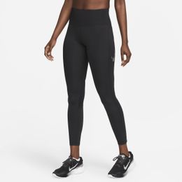 Nike Fast 7/8-Leggings mit mittelhohem Bund, Grafik und Taschen für Damen - Schwarz