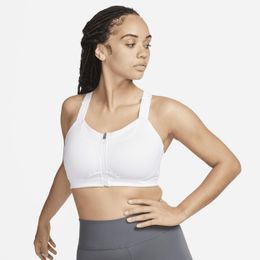 Nike Alpha gepolsterter Sport-BH mit Reißverschluss vorne und starkem Halt für Damen - Weiß