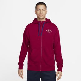 FC Barcelona Nike French-Terry-Hoodie mit durchgehendem Reißverschluss für Herren - Rot