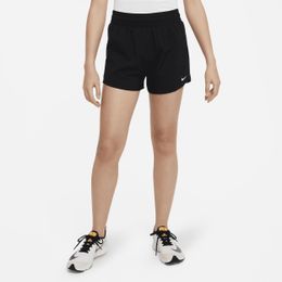 Nike One Dri-FIT Web-Trainingsshorts mit hohem Bund für ältere Kinder (Mädchen) - Schwarz