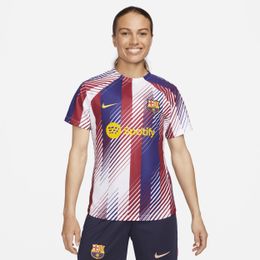 FC Barcelona Academy Pro Nike Dri-FIT Pre-Match-Fußballoberteil für Damen - Weiß