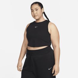 Nike Sportswear Chill Knit enges, kurz geschnittenes Mini-Rib-Tanktop für Damen - Schwarz