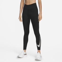 Nike Swoosh Run 7/8-Lauf-Leggings mit mittelhohem Bund für Damen - Schwarz