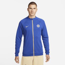 Chelsea FC Academy Pro Nike Strick-Fußballjacke mit durchgehendem Reißverschluss für Herren - Blau