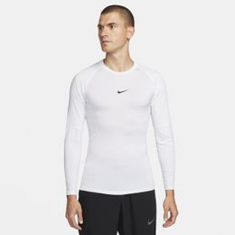 Nike Pro Men's Dri-FIT Dri-FIT Fitness-Longsleeve mit enger Passform für Herren - Weiß