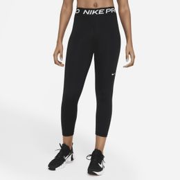 Nike Pro verkürzte Leggings mit mittelhohem Bund und Mesheinsatz (Damen) - Schwarz