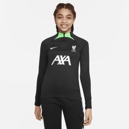 Liverpool FC Strike Nike Dri-FIT Strick-Fußball-Drill-Oberteil für ältere Kinder - Schwarz