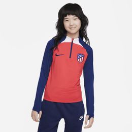 Atlético Madrid Strike Nike Dri-FIT Drill-Fußballoberteil aus Strickmaterial für ältere Kinder - Rot