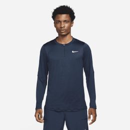 NikeCourt Dri-FIT Advantage Tennis-Oberteil mit Halbreißverschluss für Herren - Blau