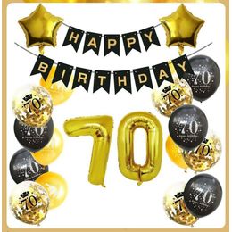 Montegoni Aufblasbares Partyzubehör 70 Geburtstag Deko Set Schwarz Gold
