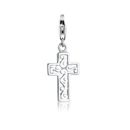 NENALINA Charm-Einhänger Kreuz Symbol Schutz Anhänger Ornament 925 Silber, silberfarben