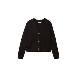 Tom Tailor Denim Damen Basic Cardigan, schwarz, Uni, Gr. S