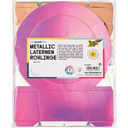 Folia Bastelset Laternenrohling rund metallic irisierend/pink/roségold/hellgrün/hellblau