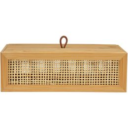 Wenko Badbox Allegre L mit Deckel, Aus Bambus und Rattan, Braun, Bambus natur, Rattan natur - braun