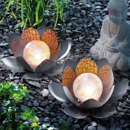Esotec - Solar Lotusblüte 2er Set warmweiß Solarleuchte Garten Solarlampe 102087