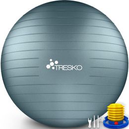 TRESKO - Gymnastikball mit Pumpe Fitnessball Yogaball Sitzball Sportball Pilates Ball Sportball Cool-Grey-Blue 85cm (geeignet für über 185cm)