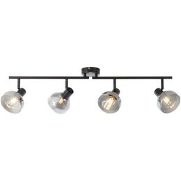 Brilliant Lampe Reflekt Spotrohr 4flg schwarzmatt/rauchglas 4x D45, E14, 18W, geeignet für Tropfenlampen (nicht enthalten) Köpfe schwenkbar / Arme drehbar