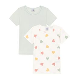 Petit Bateau - T-Shirt HEARTS 2er Pack in bunt, Gr.116