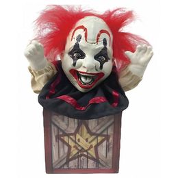 Horror-Shop Dekoobjekt Halloween Horrorclown in der Box Animatronic 27cm