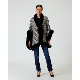 Alfredo Pauly Jacquard Poncho mit Webpelzrand