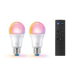 WIZ A60 LED matt WiFi E27 8,5W RGBW Remote 2er