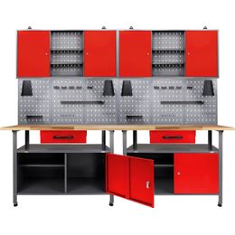 ONDIS24 Werkstatt-Set Klaus mit LED, 240 cm, rot
