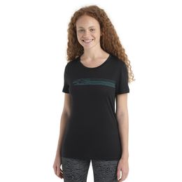 Icebreaker Merino 150 Tech Lite II T-Shirt Camping Lines - Frau - Black - Größe M