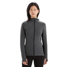 Icebreaker RealFleece® Merino Descender Kapuzenjacke - Frau - Jet Heather/black - Größe L