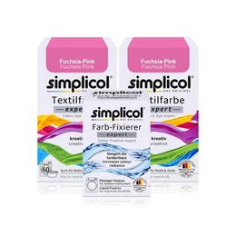 Simplicol Textilfarbe Simplicol Textilfarbe expert 2x Fuchsia-Pink 150g & 1x Farb-Fixierer E