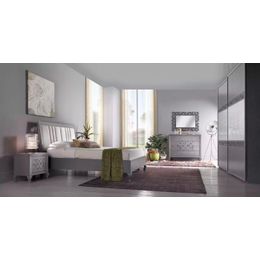 JVmoebel Schlafzimmer-Set Bett 2x Nachttische Kommode Luxus 6tlg Schlafzimmer Set Hotel Design