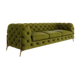 S-Style Möbel 3-Sitzer Ashley Chesterfield Sofa mit Goldene Metall Füßen