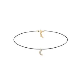 Elli Collier »Choker Halbmond Kristalle Silber« Gold 36 Elegante Halskette aus 925er Sterling Silber