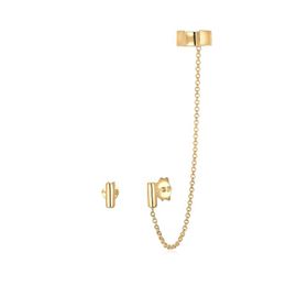 Elli Damen Paar Ohrstecker &raquo;Earcuff Klemme Asymmetrisch Minimal Geo 925 Silber&laquo; gold