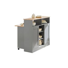 sobuy Küchenwagen FSB36, Sideboard mit Schiebetüren Kücheninsel mit erweiterbarer Arbeitsfläche