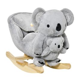 HOMCOM Schaukeltier Spielzeug, Triceratops, Koala Grau 60 x 33 x 50 cm (LxBxH)