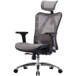 HHG Neuwertig] sihoo Bürostuhl Schreibtischstuhl, ergonomisch, verstellbare Armlehne, 150kg belastbar Bezug grau, Gestell schwarz - grey
