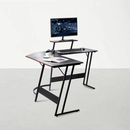 Devoko - L-förmiger Computertisch Großer Heimbüro-Schreibtisch Eckschreibtisch Geflammt - Schwarz