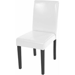 HHG [NEUWERTIG] Esszimmerstuhl Littau, Küchenstuhl Stuhl, Leder weiß, dunkle Beine - white