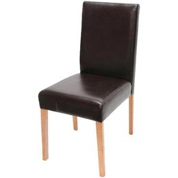 HHG - neuwertig] Esszimmerstuhl Littau, Küchenstuhl Stuhl, Leder braun, helle Beine - brown